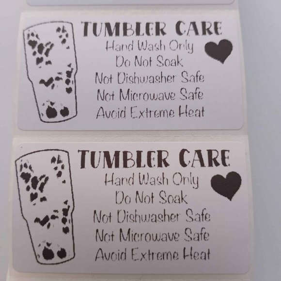 Hand Crafted | Office | 0 Tumbler Care Thermal Label Stickers 225x125 ...